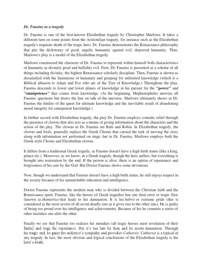 Dr. Faustus As A Tragedy | PDF | Tragedy | Devil