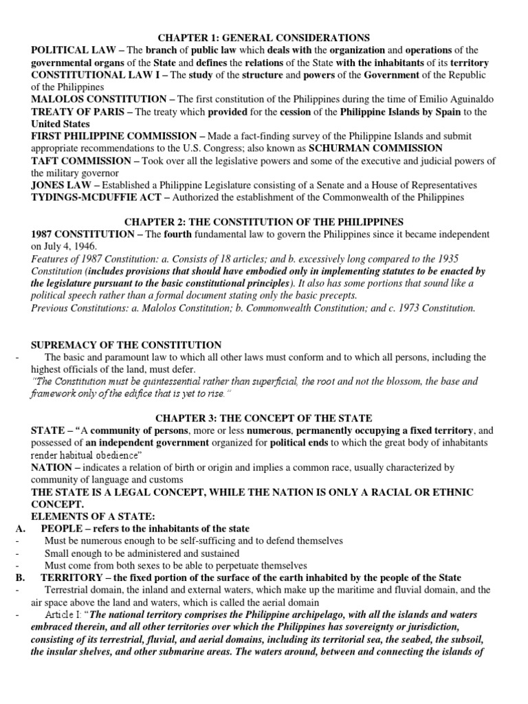 Consti 1 Isagani, Chapter 1 To 5 Reviewer | PDF | Sovereignty | Constitution