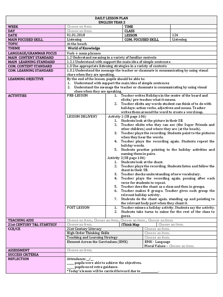 at The Beach | PDF | Lesson Plan | Teachers