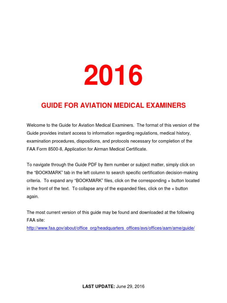 Guide For Aviation Medical Examiners 2016 PDF | PDF | Aviation