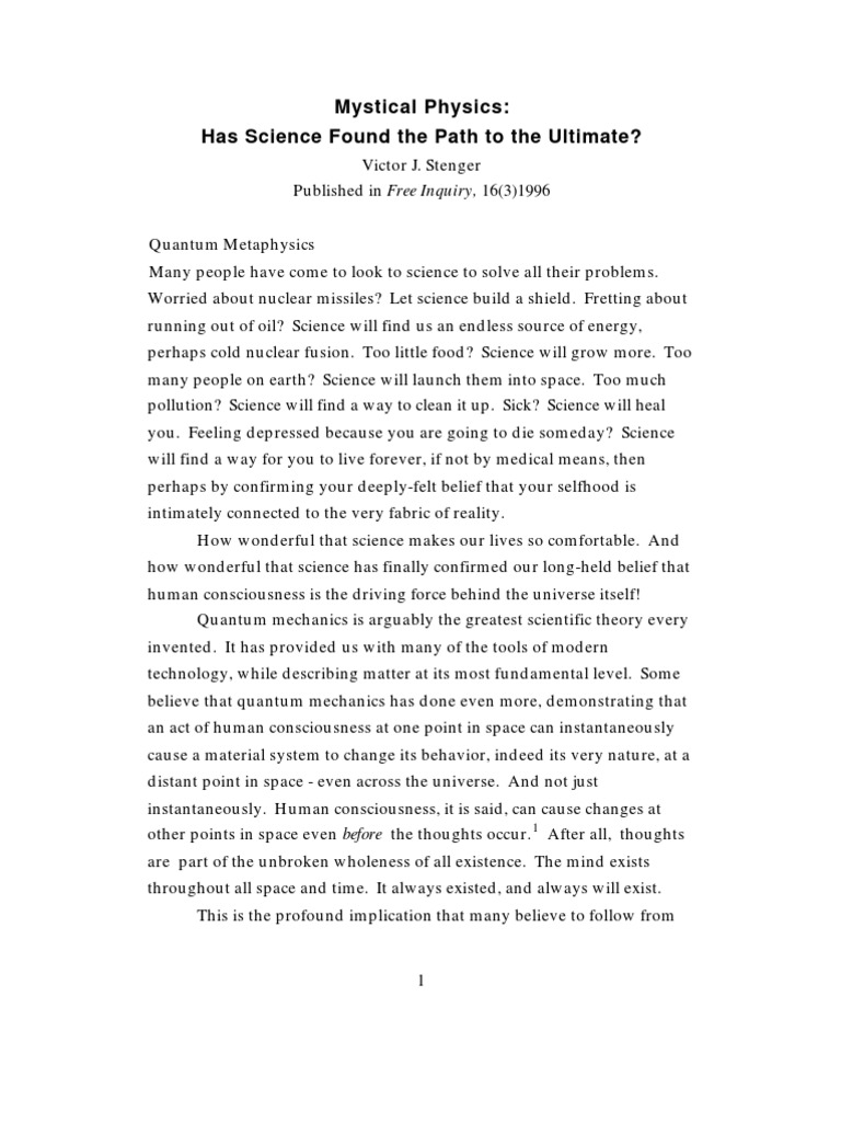 Mystical Physics Intro To The Rabbit Hole | Download Free PDF | Quantum ...