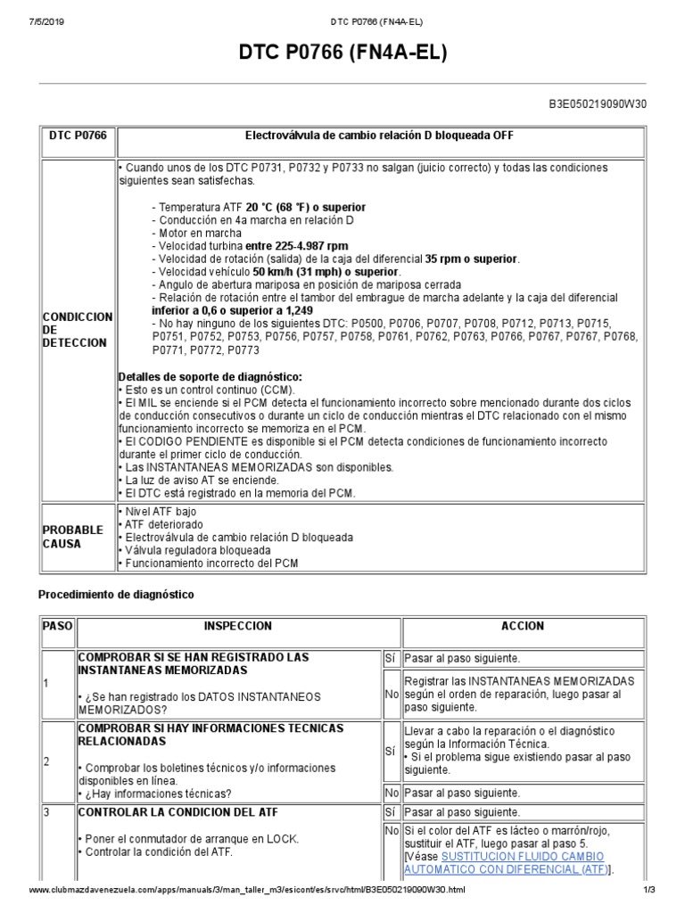 DTC P0766 (Fn4a-El) PDF | PDF | Transmisión automática | Ingeniería ...