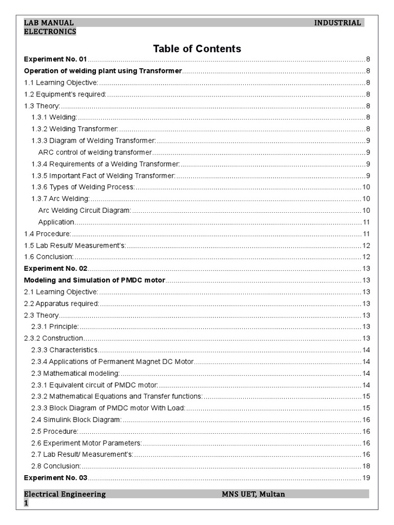 Lab Manual Industrial Electronics | Download Free PDF | Welding ...