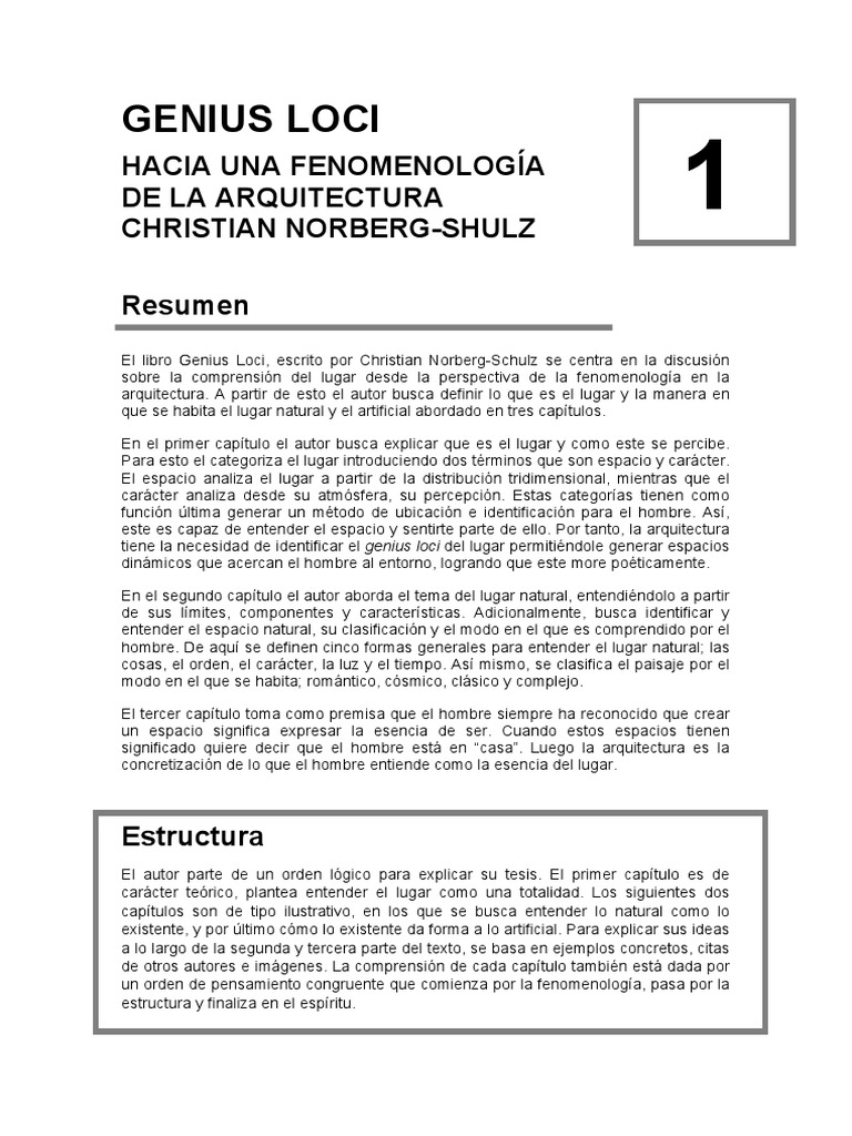 Genius Loci: Fenomenología en Arquitectura | PDF | Paisaje | Naturaleza