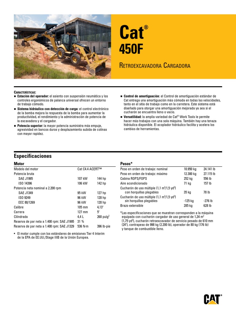 PDF) Ficha Tecnica Retroexcavadora Cargadora Cat Jose ROJAS, 40% OFF