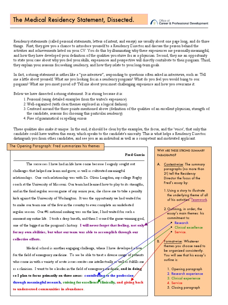 Medical Residency Personal Statement Dissected Sample1 | PDF | Clinical ...