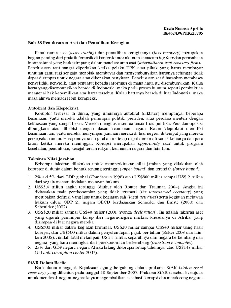 Bab 28 Penulusuran Aset Dan Pemulihan Kerugian | PDF