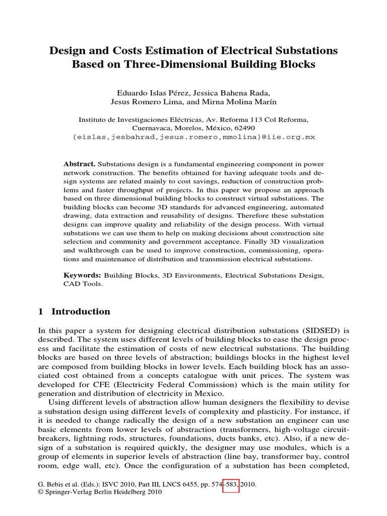 Design and Costs Estimation of Electrical Substations | PDF | Computer ...