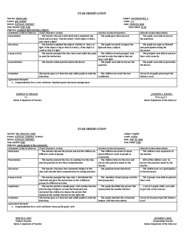Star Observation: Principal I | Question | Equations
