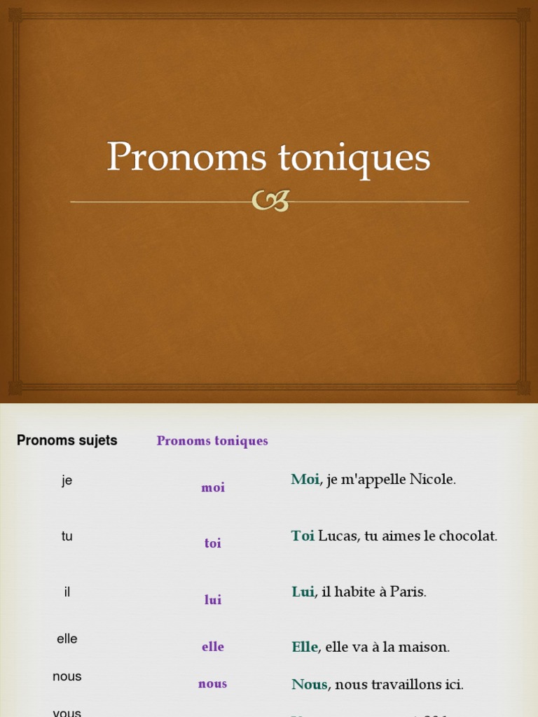 Pronoms Toniques | PDF