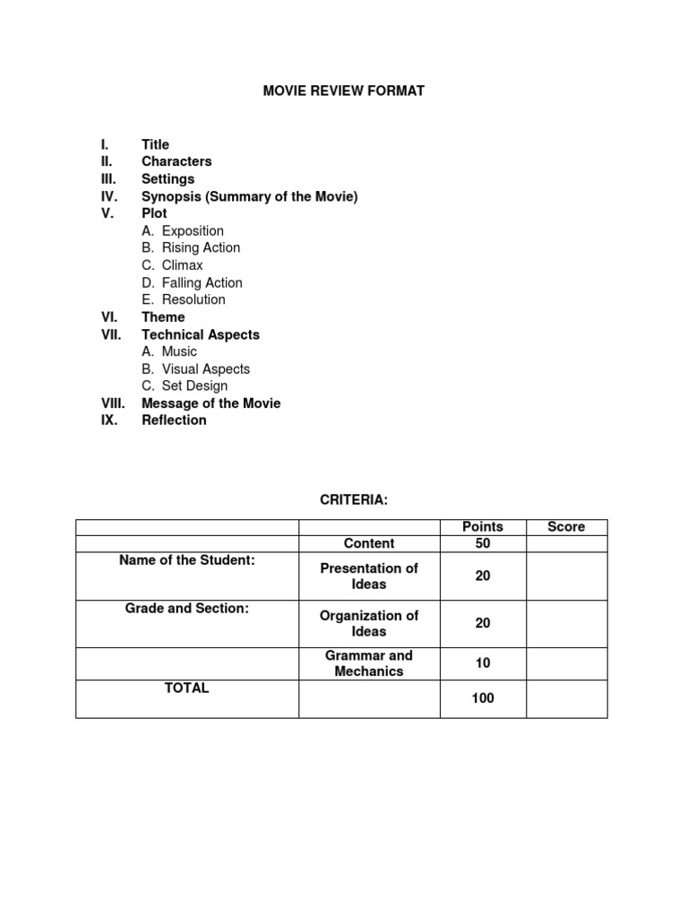 Movie Review Format Guide | PDF