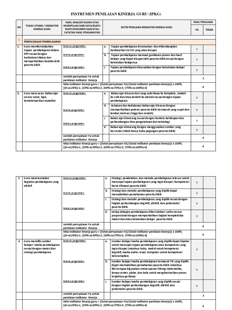 Instrumen PKG 2014 | PDF
