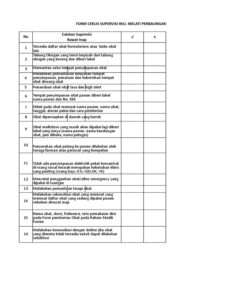 Form Ceklis Supervisi | PDF