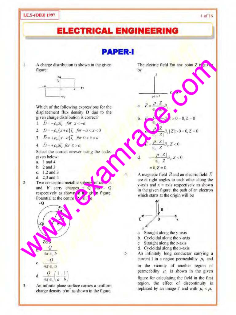 IES Electrical Engineering Paper 1 1997 PDF | Download Free PDF | Force ...