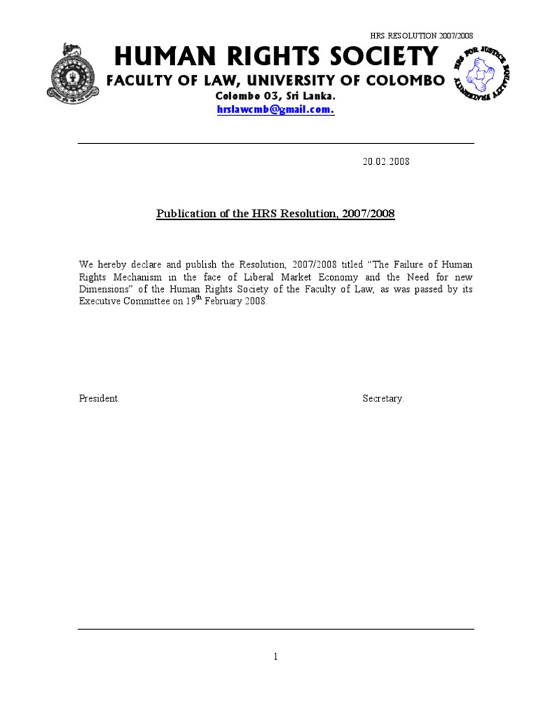 Human Rights Society Resolution | PDF | Poverty | Poverty & Homelessness