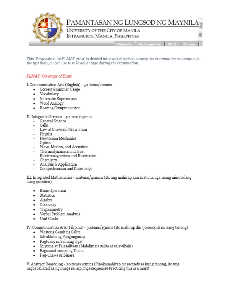 Plmat 2019 Coverage | PDF | Teaching Mathematics | Science