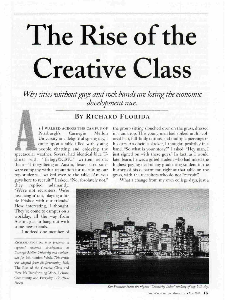 Richard Florida - The Rise of The Creative Class | PDF