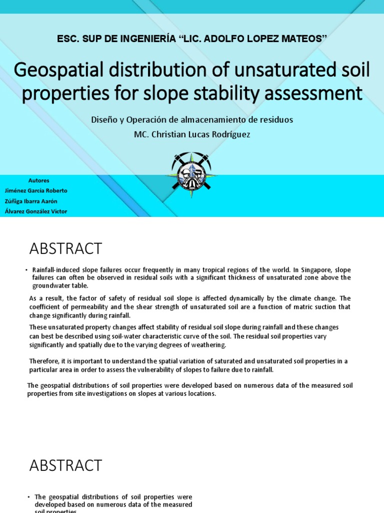 Geospatial Distribution of Unsaturated Soil Properties For Slope Stability Assessment | PDF ...