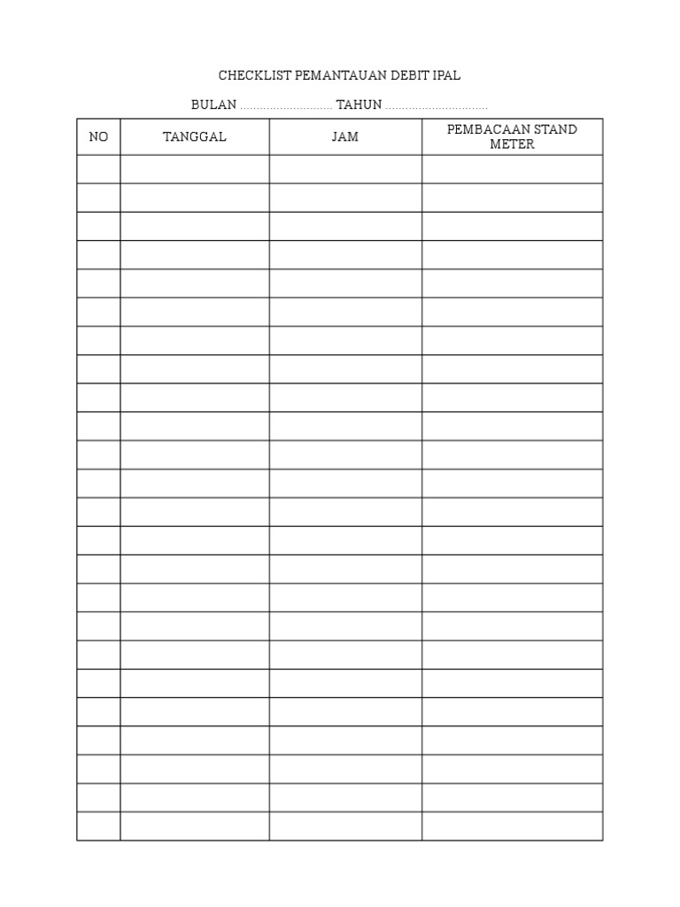Cek List Debit Ipal | PDF