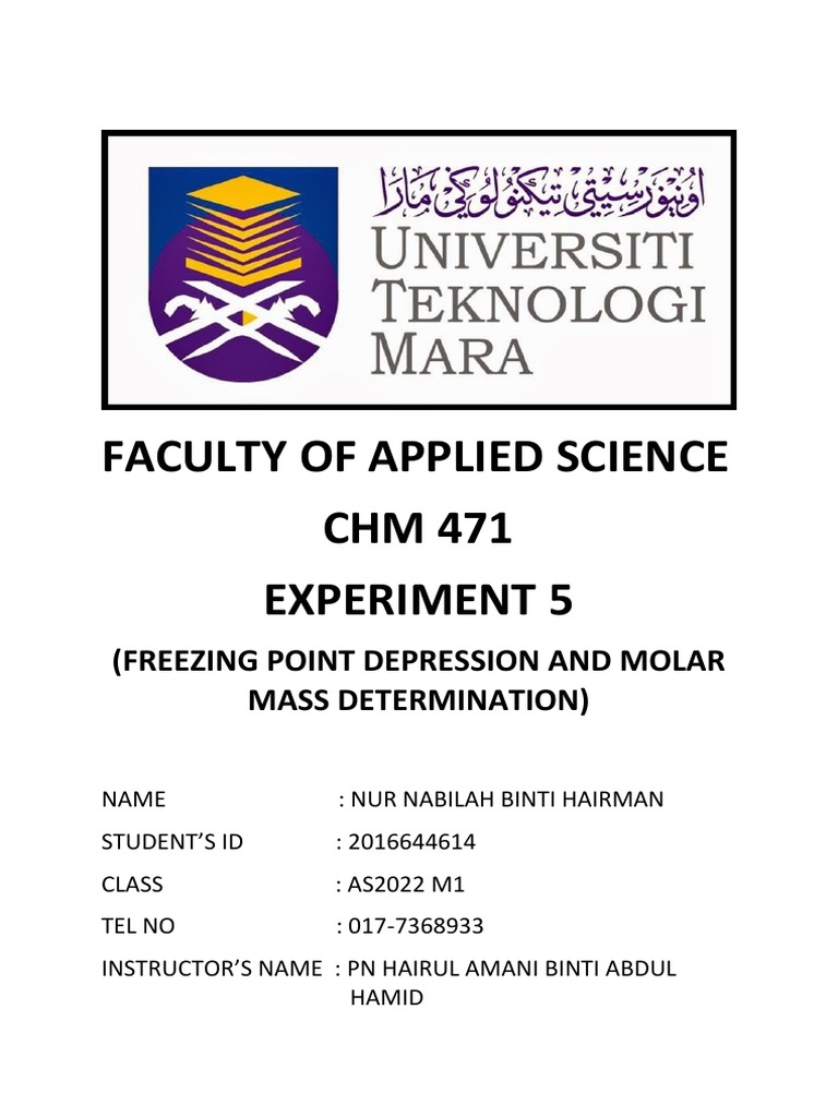 Experiment 5 - Freezing Point Depression | PDF | Chemical Processes ...