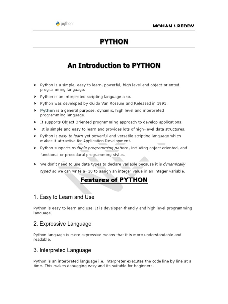 Python PDF | PDF | Python (Programming Language) | Programming Language