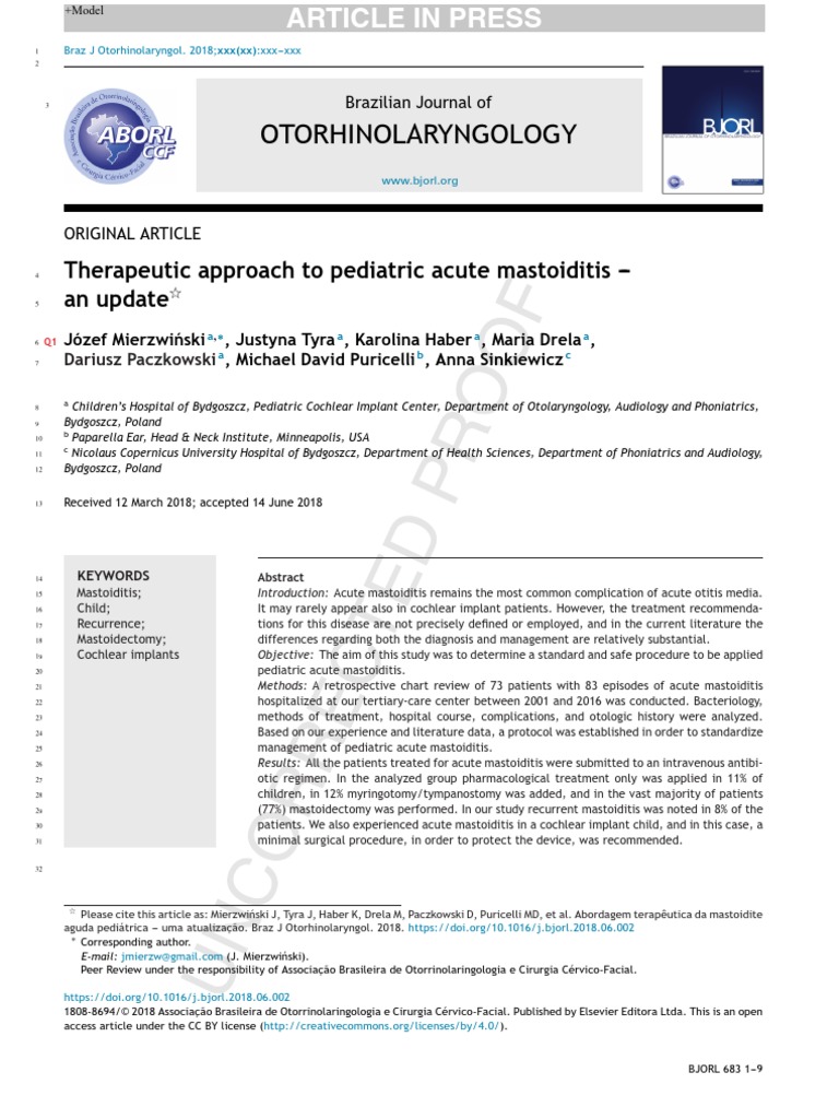 Otorhinolaryngology: Therapeutic Approach To Pediatric Acute ...