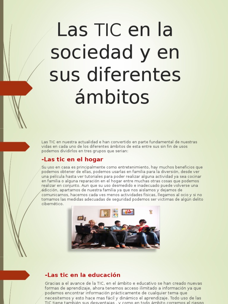 Las Tic En La Sociedad Y En Sus Diferentes ámbitos Pdf Medios De
