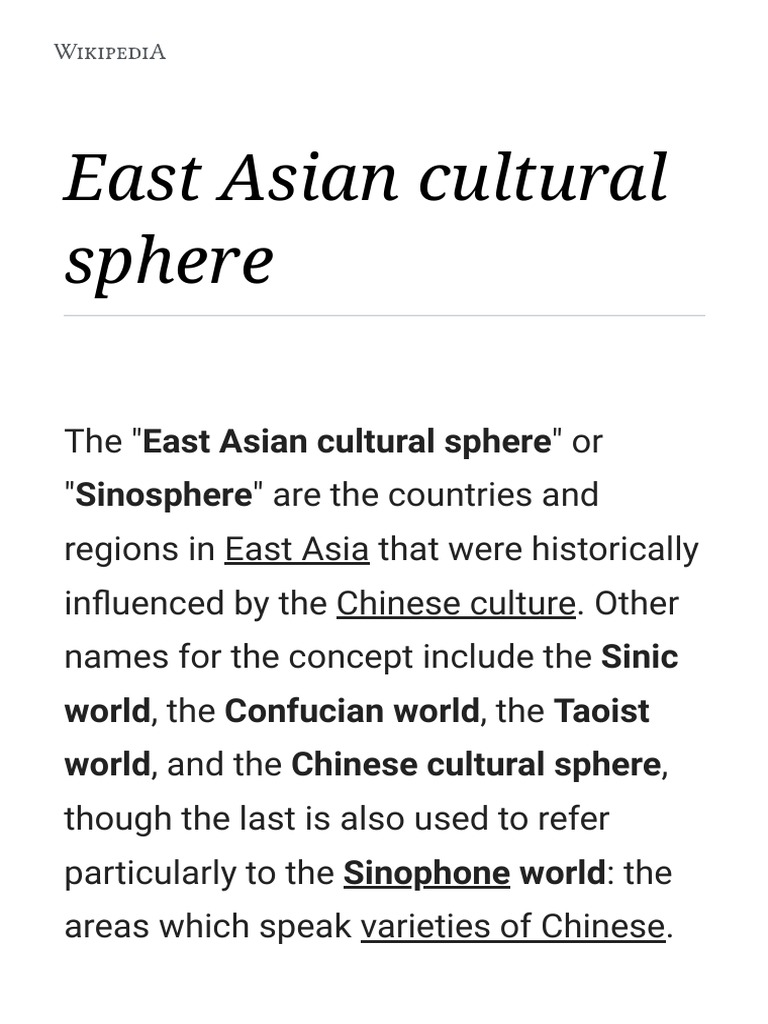 East Asian Cultural Sphere - Wikipedia | PDF | East Asia | China