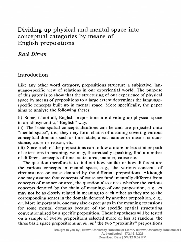 Dividing Up Physical and Mental Space I PDF | PDF | Concept | Causality