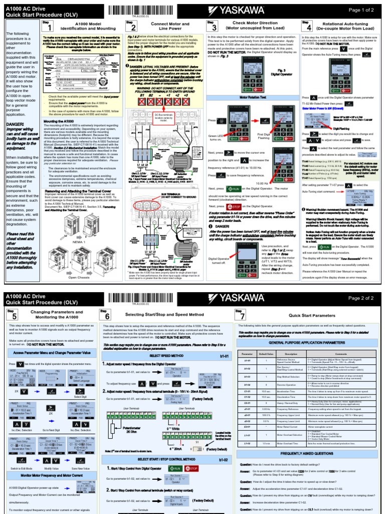 A1000 | PDF | Parameter (Computer Programming) | Electric Motor