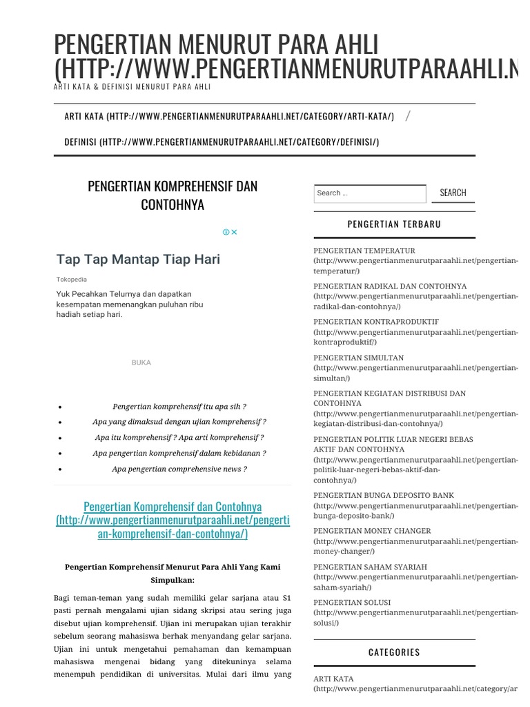 Pengertian Komprehensif Dan Contohnya - Pengertian Menurut para Ahli ...