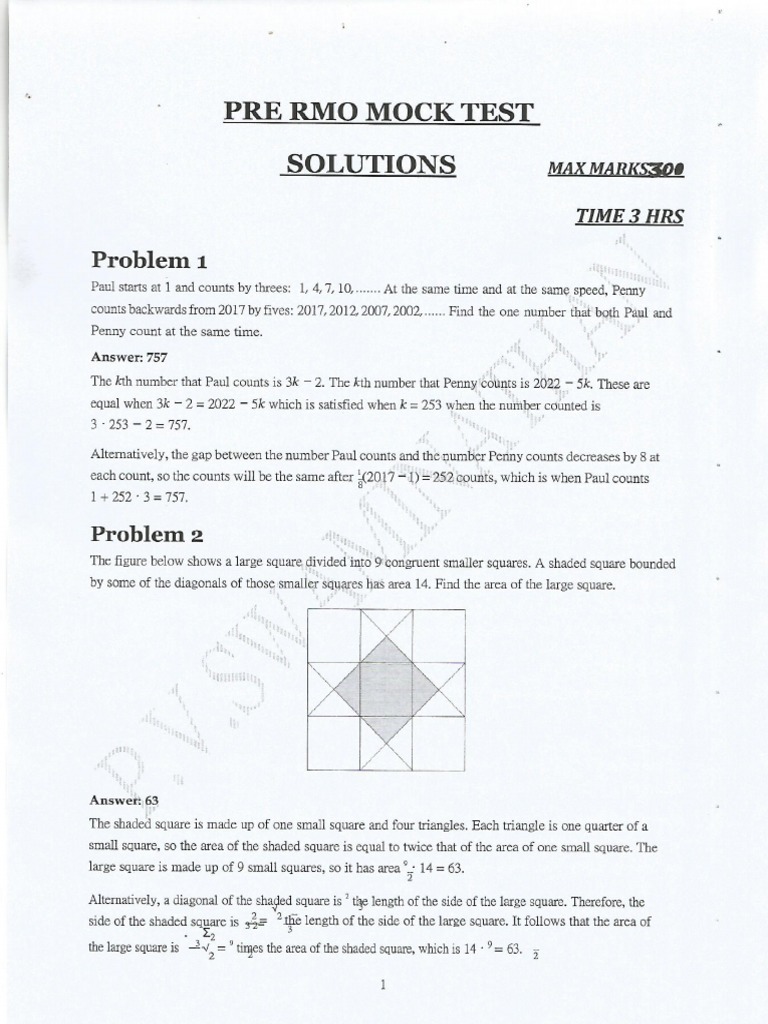 30 Questions 3 HRS Pre Rmo Mock Solutions PDF | PDF