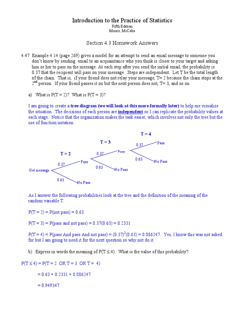 Introduction To The Practice of Statistics: Section 4.3 Homework ...
