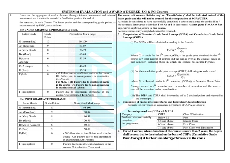 CGPA and Percentage Conversion Guide | PDF | Student Assessment And ...