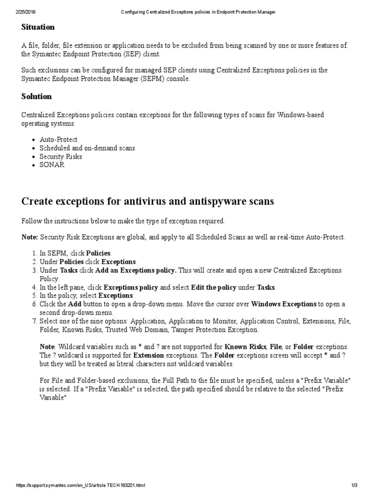 Configuring Centralized Exceptions Policies in Endpoint Protection ...