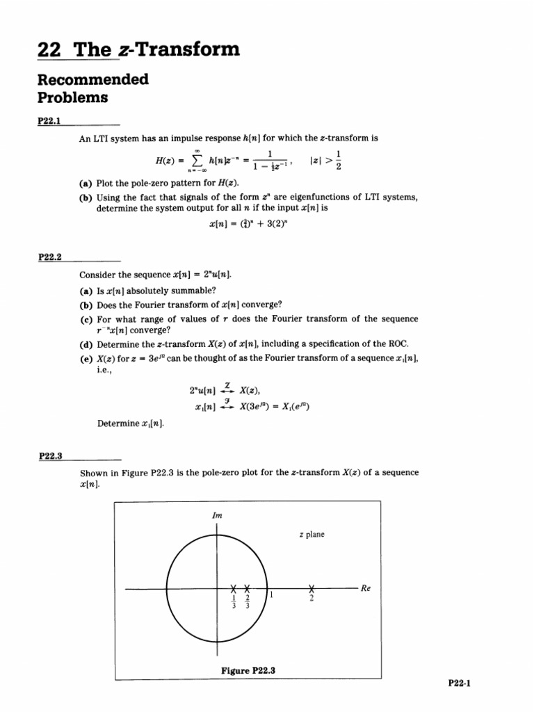 Analysis of Z-Transform Problems Involving Pole-Zero Plots, Regions of ...