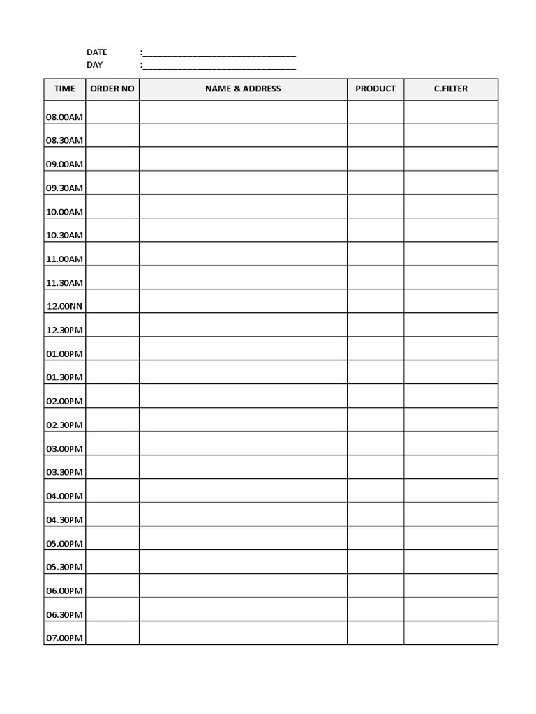 Order Schedule and Time Slots | PDF | Technology & Engineering