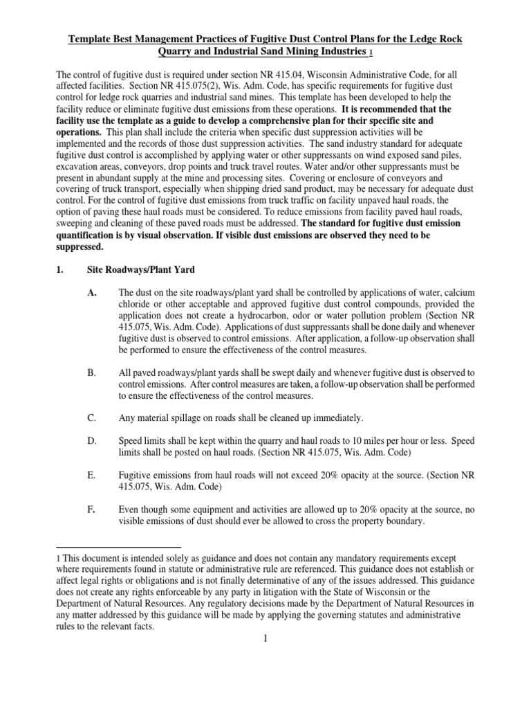 Fugitive Dust Control Plan | PDF | Dust | Road