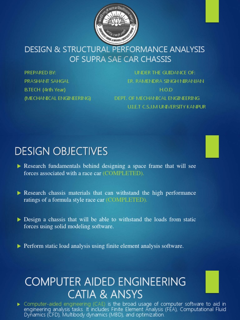 Design & Structural Performance Analysis of Supra Sae Car Chassis | PDF ...