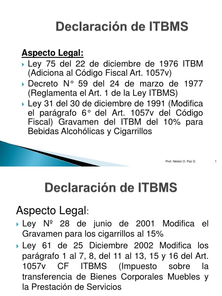 Ley y Declaración del ITBMS en Panamá | PDF | Impuestos | Propiedad