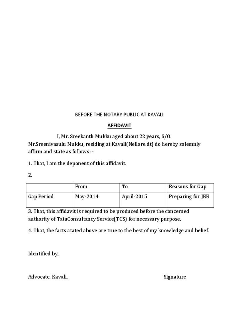 TCS Birth AFFIDAVIT PDF | PDF