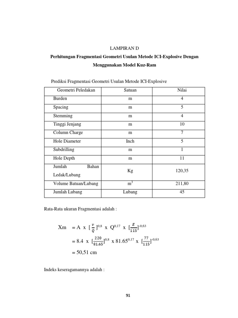Perhitungan Fragmentasi Geometri Usulan Metode ICI-Explosive Dengan ...