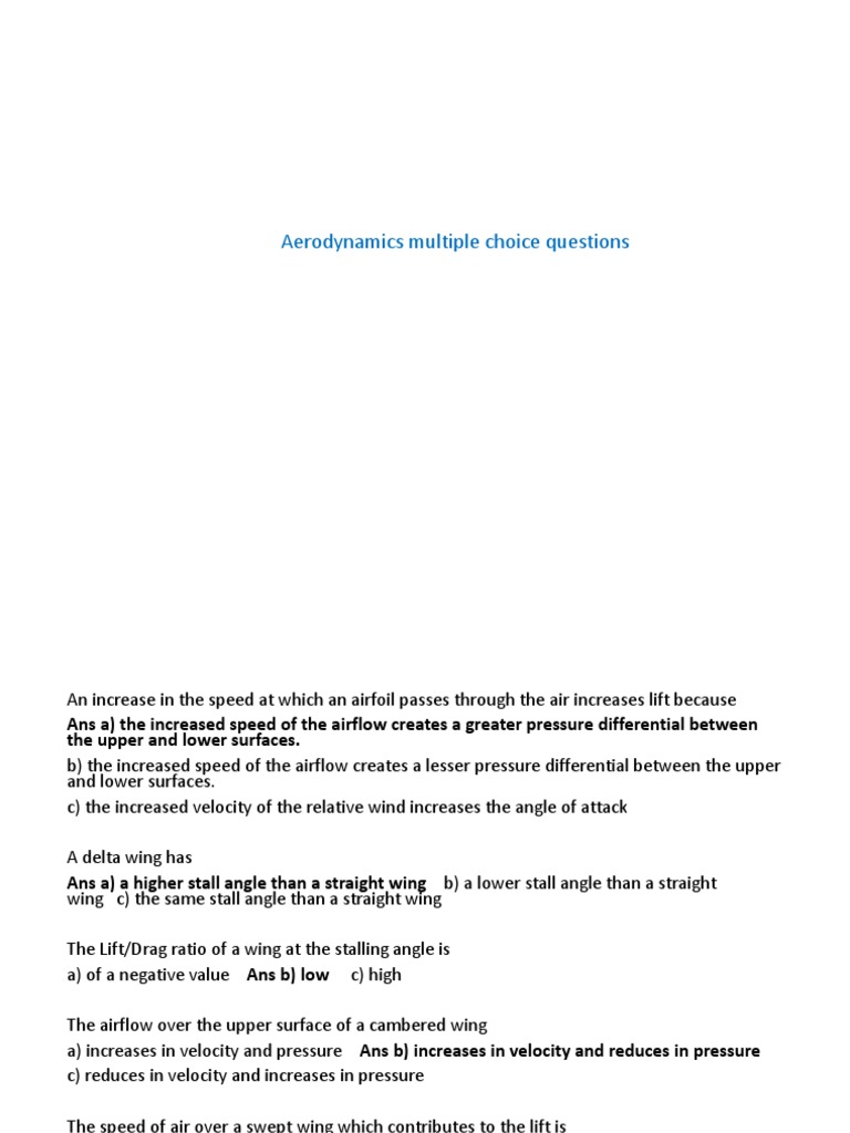Key Concepts in Aerodynamics: An Analysis of Multiple Choice Questions ...