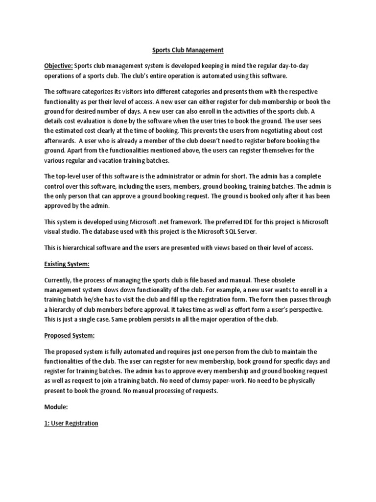 Sports Club Management System | Download Free PDF | Microsoft Visual ...