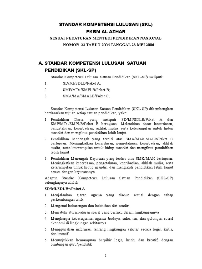 SKL PKBM Al Azhar | PDF