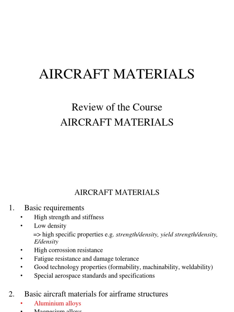 Analysis Of Aircraft Structural Materials With A Focus On Aluminum