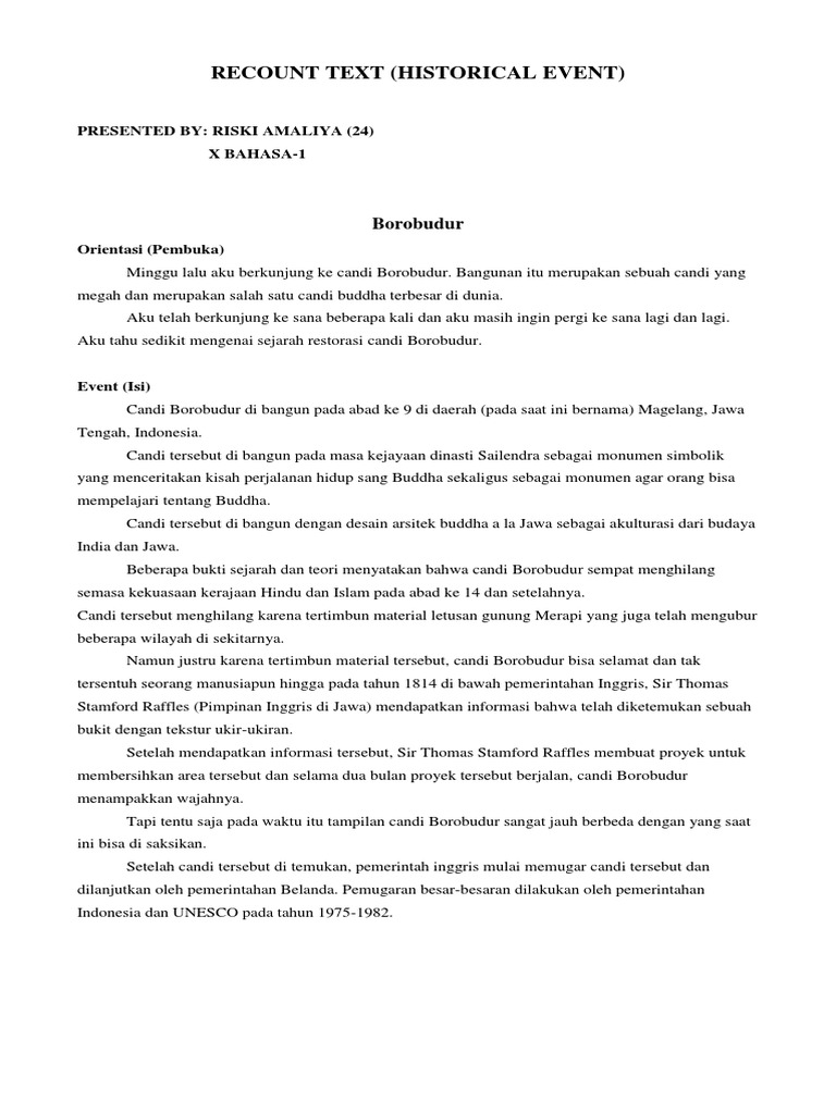 Recount Text (Historical Event) | PDF