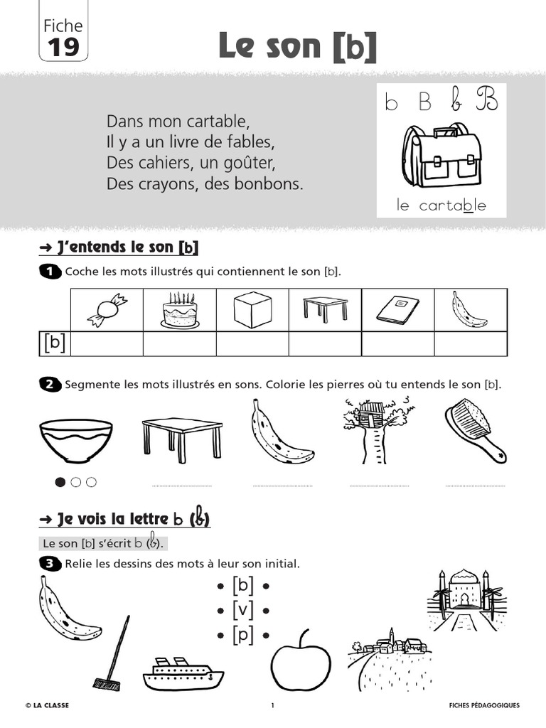 Fiche Pédagogique - Le Son B | PDF