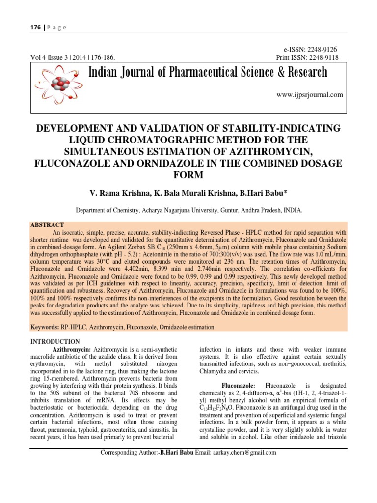 176 186 (Ijpsr) | PDF | High Performance Liquid Chromatography ...