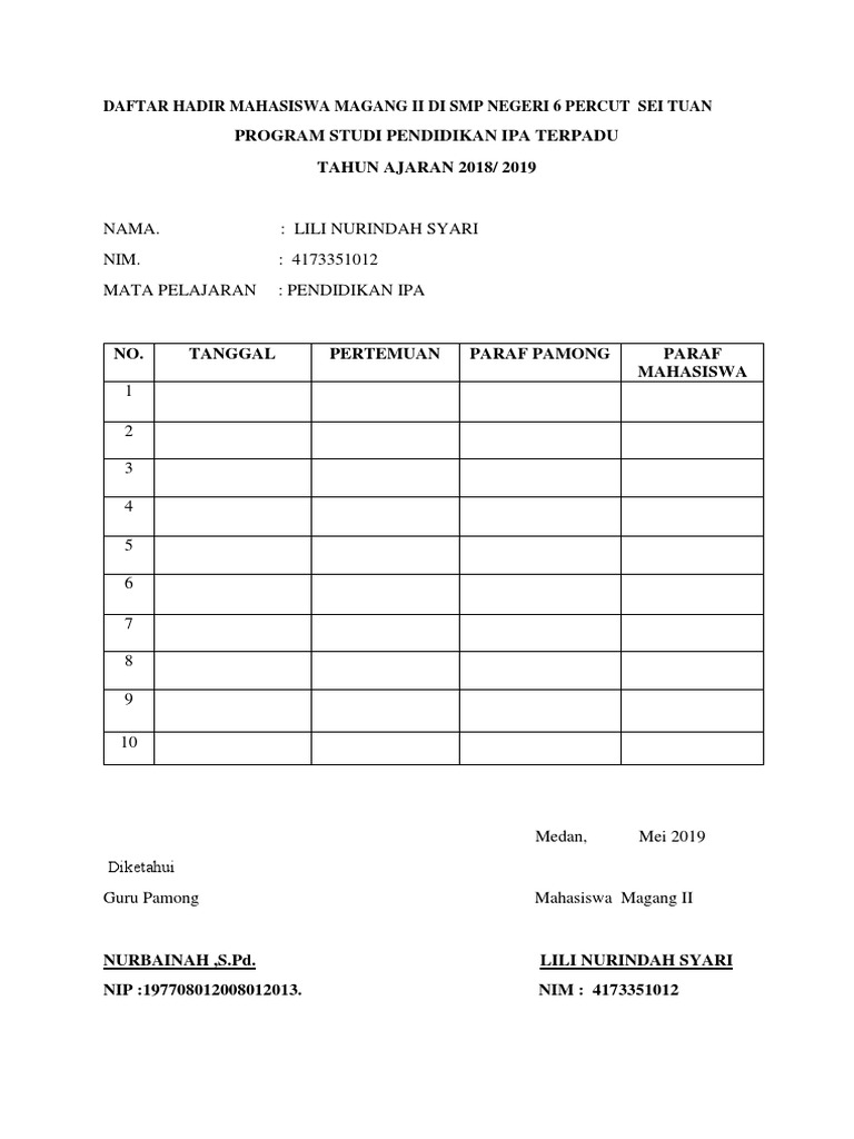 Absen Magang II | PDF